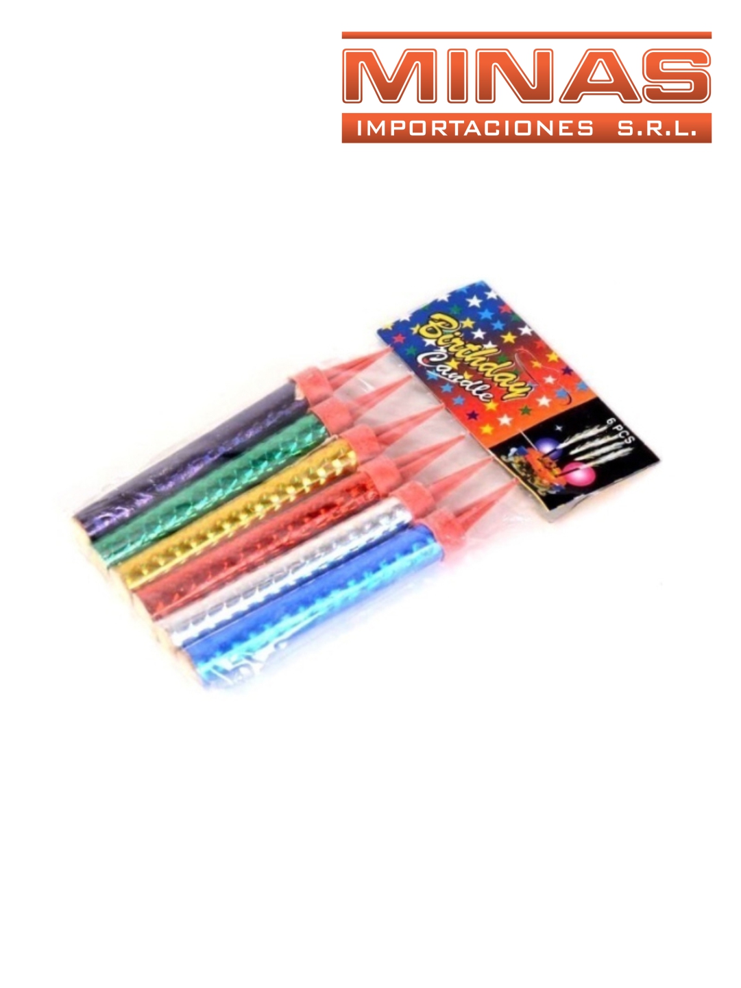 VELAS VOLCAN 15 CM COLOR X 6 UND. COTILLÓN VELAS Y TOPPERS