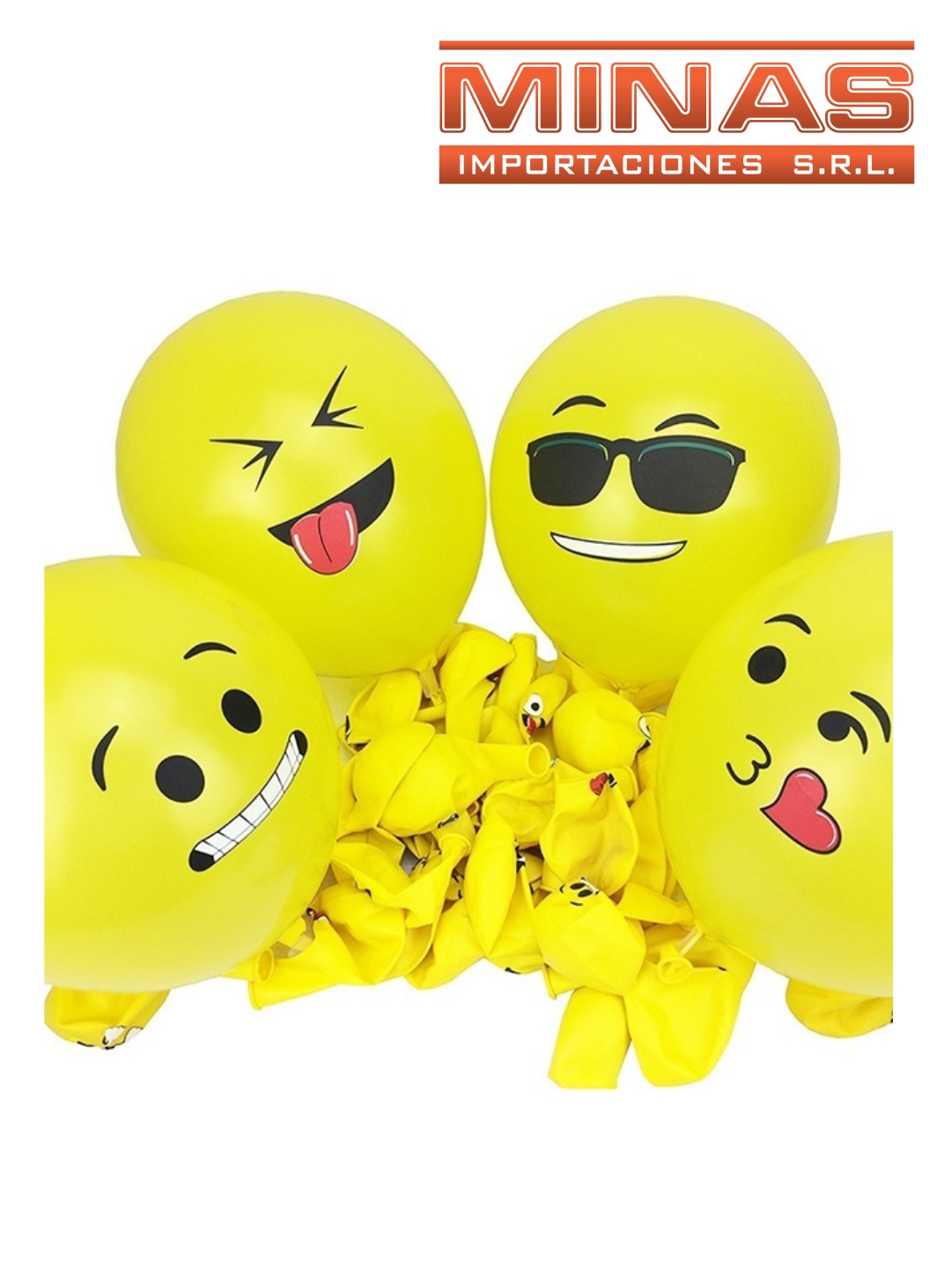 GLOBOS EMOJI DE 12'' X 10 PCS. COTILLÓN GLOBOS